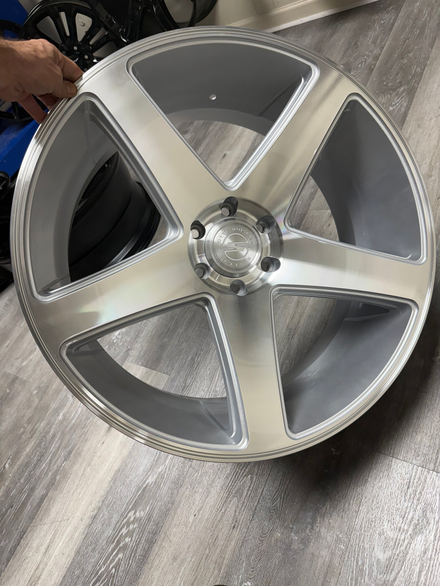 24" SELECT PRECISION S104 BRUSHED MACHINE WHEELS 6X139.7 6x5.5 FITS CA ...