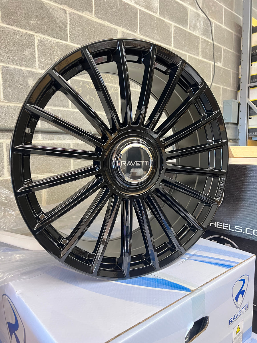 22" Ravetti M17 GLOSS BLACK 5x114.3 5x115 5x120 FOR LEXUS ES GS HUNDI ...